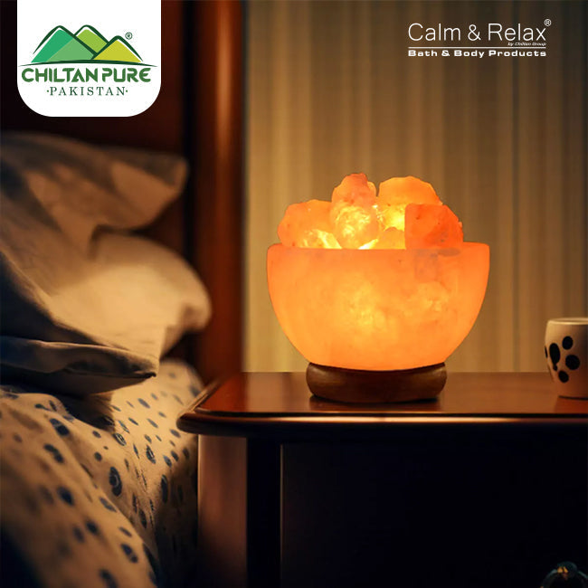 Fire Bowl Style Salt Lamp / with Rock Salt Chunks - Mamasjan